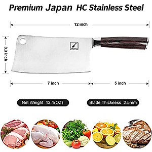 imarku Cleaver Knife 7 Inch Meat Cleaver - SUS440A Japan High Carbon Stainless Steel Butcher Knife with Ergonomic Handle, Ultra Sharp, Useful Kitchen Gadgets for Home and Restaurant