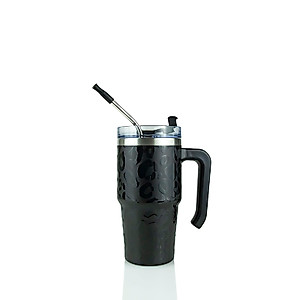 Hogg 20oz Grippy Tumbler with Removable Handle, Lid, and Stainless Steel Straw, DIY, Customizable, Double Wall Insulated Tumblers (Black Cheetah Full)