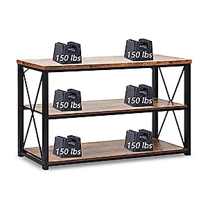 NSdirect Rustic Console Table, Farmhouse Sofa Table&TV Stand,Industrial 3-Tier Long Hallway/Entryway/Entrance Table with Storage Open Bookshelf for Living Room Bedroom Foyer,Brown Oak