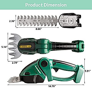 2-in-1Cordless Grass Shears, 21V Handheld Electric Mini Hedge Trimmer Cordless, 2000RPM Grass Trimmer Hedge Cutter Clippers with 1.5Ah Rechargeable Battery & Charger Included for Patio Lawn Garden