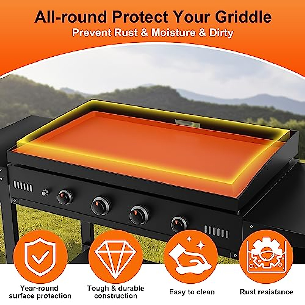 36’’ Griddle Mat Silicone Protective Cover for Blackstone 36 Inch Grill Accessories, Heavy Duty Silicone Grill Mat Griddle Flat Top Cover Surface Protect from Dust & Rust