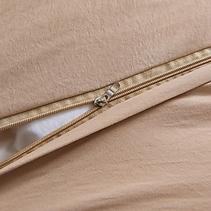 Sleepymoon Khaki Light Brown Duvet Cover Set Twin Size Waterfall Ruffle 2-Piece Soft Brushed Microfiber All Season with Zipper Closure, 1 Flounced Duvet Cover 68x90 inch and 1 Pillow Sham