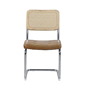 Edloe Finch Leather Dining Chair with High-Density Sponge, Rattan Chair for Dining Room, Living Room, Bedroom (Brown (New)