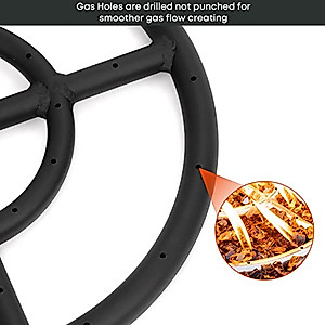 Stanbroil 24 Inch Round Fire Pit Burner Ring for Natural Gas & Propane Fire Pit Fireplace - Black Steel Fire Pit Burner for Indoor & Outdoor, BTU 296,000 Max