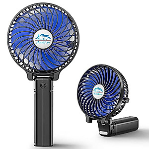 HandFan Portable Handheld Fan, Mini Personal Fan, Battery Operated Cooling Rechargeable Fan, 180° Foldable Small Hand Fan, USB Powered, for Home, Office, Outdoor, Hiking, Travel, Stroller