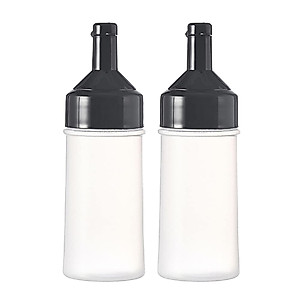 RAYNAG 2 Pack Condiment Squeeze Bottles Flexible Wide Mouth Containers Oil Dispensing Bottle with Attached Cap for Oils, Sauces, Salad Dressings, Syrup