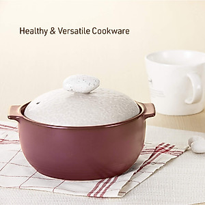 Neoflam Kiesel 1.5qt Non-Stick Ceramic Casserole Pot, Dutch Oven, Clay Pot, Stockpot for Stew, Soup, Steam, Scratch Resistant, Oven Safe, Heat Resistant, Lilac