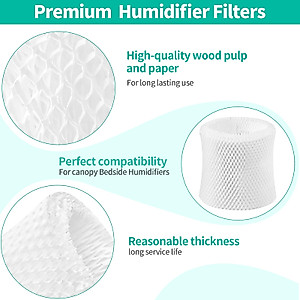 Gazeer Humidifier Replacement Filter Compatible with Canopy Bedside and Nursery Humidifier,Made with Wood Pulp, Paper Filter, 4-Pack