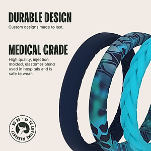 Groove Life Kryptek Stackable Pontus Silicone Ring - Breathable Rubber Wedding Rings for Women, Lifetime Coverage, Unique Design, Comfort Fit Ring - Size 8