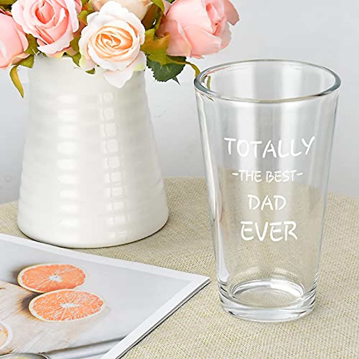 Funny Dad Beer Glass - Totally the Best Dad Ever Beer Pint Glass 15Oz, Father's Day Gift for Dad, Father, New Dad, Papa, Stepdad, Husband, Gift Idea for Christmas Birthday from Kids Son Daughter Wife