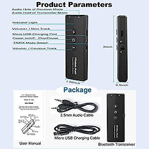 Bluetooth 5.0 Transmitter Receiver 3-in-1, Isobel Wireless 3.5mm Audio Adapter for TV PC Headphones Home Sounds System Car/CD-Like Voice Enjoyment