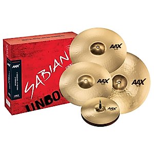 Sabian AAX Promotional Cymbal Set Thin Crash, Natural, (14" Hats, 16" Crash, 21" Ride, & Free 18" Crash) (25005XCPB)