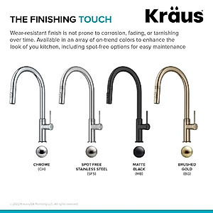 KRAUS Oletto Modern Industrial Pull-Down Single Handle Kitchen Faucet in Brushed Gold, KPF-2654BG