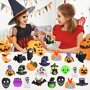 100Pcs Halloween Kawaii Squishies,Mini Mochi Squishy Squeeze Toys Stress Reliever Anxiety Packs for Kids Halloween Party Favors (Halloween)