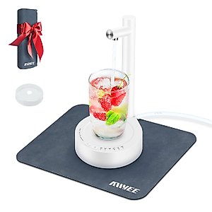Water Dispenser for 5 Gallon Bottle Intelligent Desktop Water Dispenser Countertop for Universal Bottles with Drying Mat Electric Water Pump Smart Table Water Dispenser for Bedside, Office(White)