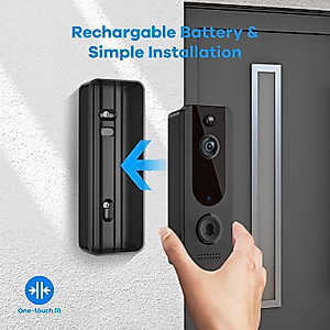 BITEPASS Smart Video Doorbell Camera Wireless with Ring Chime, AI Human Detection, 2-Way Audio, HD Live View, Night Vision, Cloud Storage, Battery Powered, 2.4G WiFi Only