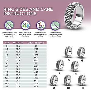 Shop LC Spinner Anxiety Rings for Men Women 925 Sterling Silver Swirl Statement Jewelry Wedding Band Stress Relief Gifts for Women Size 10 Birthday Gifts