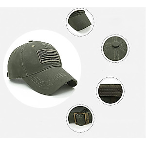 LOKIDVE USA American Flag Baseball Cap Embroidered Polo Style Military Army Hat-Green