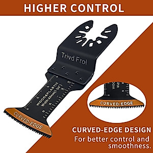 Trivd Frol 50Pcs Curved-Edge Oscillating Tool Blades Professional Universal Oscillating Saw Blades Wood Multitool Blades Compatible with Dewalt, Milwaukee, Makita, Ryobi, Rockwell, Bosch