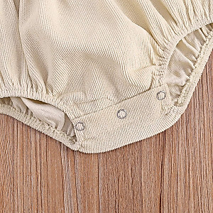 Sasaerucure Infant Baby Girl Clothes Solid Ruffle Long Sleeve Romper Bodysuit Tops One Piece Jumpsuit Fall Winter Outfit (Apricot, 0-3 Months)