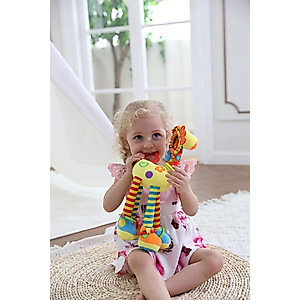 RichChoice Giraffe Baby Educational Toys (one Box:50 pcs):1-3-6-8 Month,1-2-3 Year Old Crib Bed,Car Seat, Stroller, Activity,Travel Hanging Toys;Kids Plush Portable Toys with Crinkle, Ring,Teether…