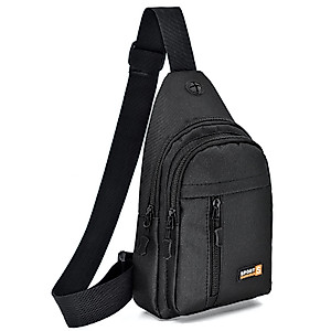 Gurislife Sling Bag For Men Women, Small 6L Mini Crossbody Bags Black Fanny Pack, Lightweight One Strap Shoulder Backpacks For Men, Sling Chest Bag Casual Daypack For Work Travel Camera Hiking, Black