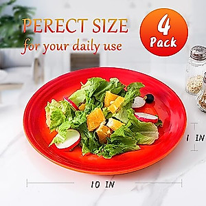 Hasense Dinner Plates, 10 Inch Large Salad Plates for Kitchen, Stoneware Dinnerware Dish Sets, Microwave, Oven, and Dishwasher Safe, Scratch Resistant, Gradient Orange