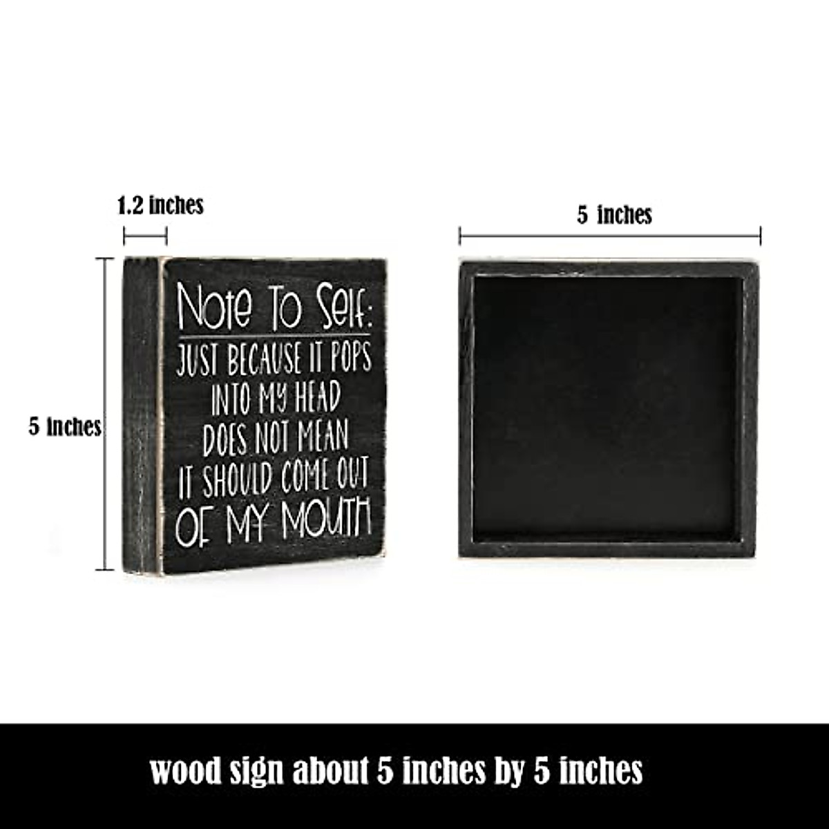 Funny Sarcastic Wooden Box Sign Plaque Note to Self Just Because It Pops into My Head Wood Box Sign Rustic Art Home Shelf Desk Decor 5 X 5 Inches