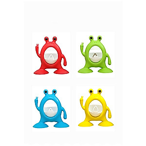 Cartoon Frog Fun Kids Toothbrush Holder with Suction Cup for Bathroom,Toothpaste Holder with Cup for Mounting on Smooth Wall for Toddler Kids Baby Boys Girls in Bathroom Shower Bedroom Office (Blue)