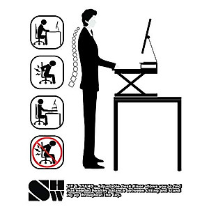 SHW 36-Inch Height Adjustable Standing Desk Sit to Stand Riser Converter Workstation, Black