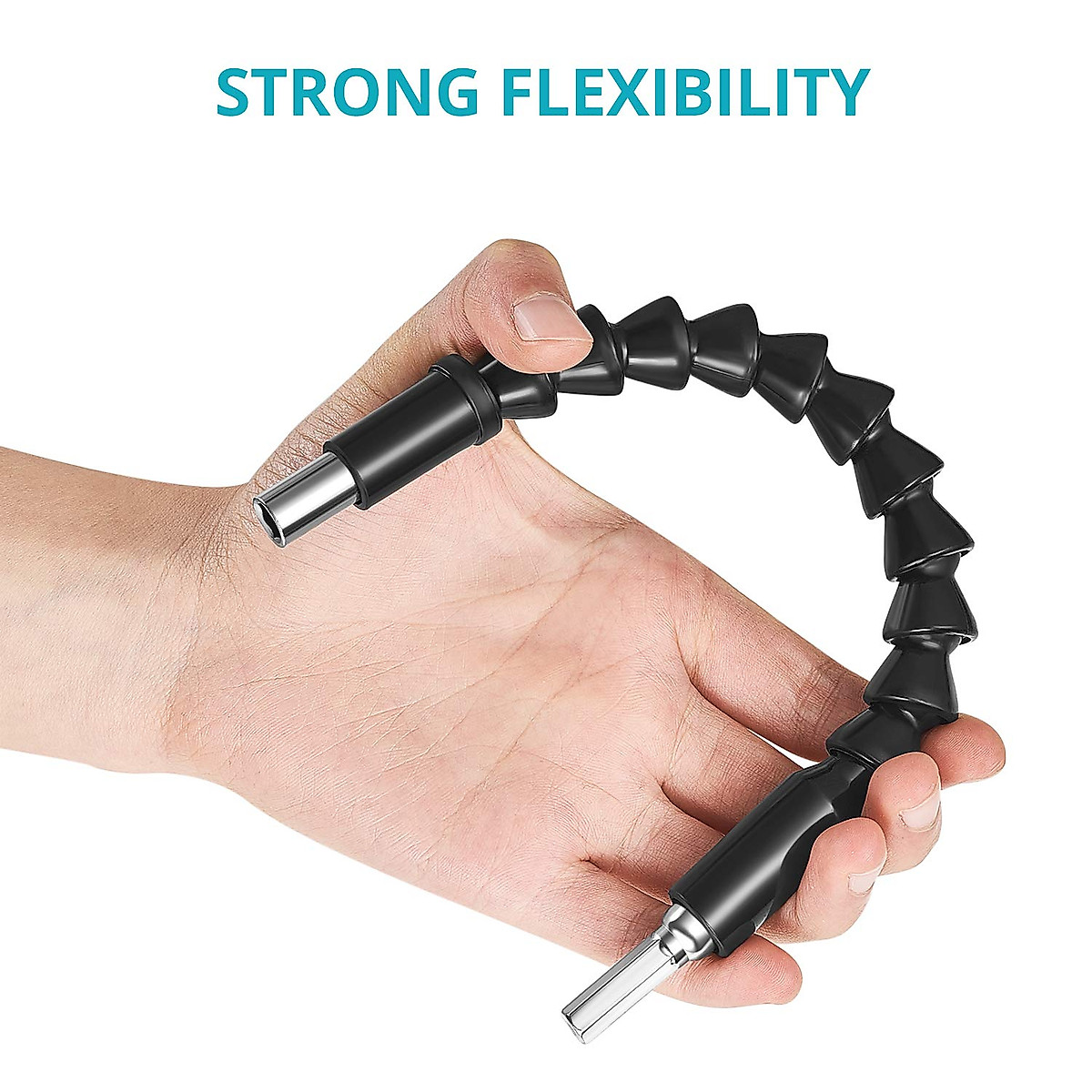 3 Pcs Flexible Drill Bit Extension, Universal Soft Shaft, Magnetic Hex Screwdriver Extension for Hand Drill Multi, Adaptor Size Hexagon 1/4", Black