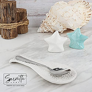 Ceramic Beach Themed Spoon Rest for Kitchen (Dolphin and Palm Tree)