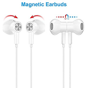 TITACUTE 3.5mm Earbuds Noise Canceling Headphone with Microphone Magnetic in-Ear Wired Jack Earphone for Google Pixel 4a 3a 5a Samsung S10 S10e S9 Galaxy A03s Core A13 A12 A14 iPhone 6 6s Moto G Power