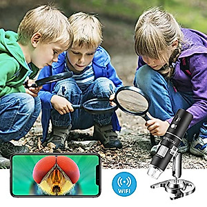 STPCTOU Wireless Digital Microscope 50X-1000X 1080P Handheld Portable Mini WiFi USB Microscope Camera with 8 LED Lights for iPhone/iPad/Smartphone/Tablet/PC