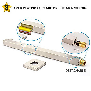 EMBATHER Extra Long and Thicken Brass 16 Inches Shower Extension Arm,Brushed Nickel Universal Shower Straight Wall-Mounted Shower Arm with Flange for 10''/12''/16''/18" Bathroom Rainfall Showerhead