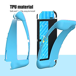 Switch OLED Blue Case, Switch OLED Accessories Kit Include Switch OLED Protective Case, Switch OLED Game Case and Switch OLED Thumb Grips - Blue