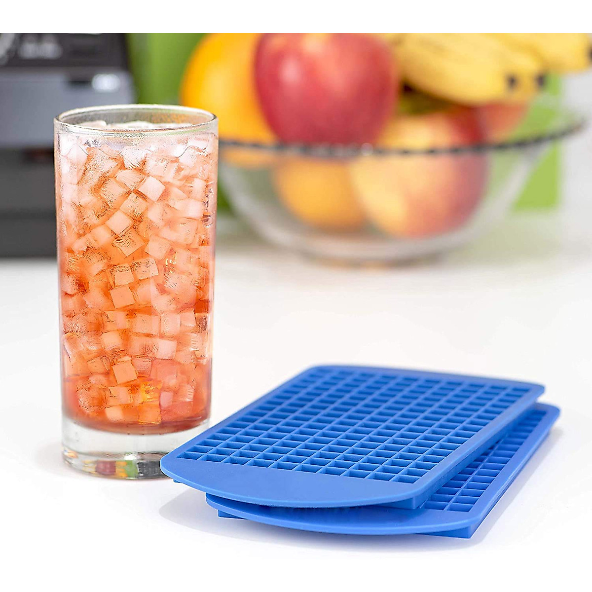 Silicone Mini Ice Cube Trays 3 Pack, 160 Crushed Ice Cube Molds Easy Release Small Ice Cube for Chilling Whiskey Cocktail, Kitchen Gadgets Stackable Ice Trays (Blue)