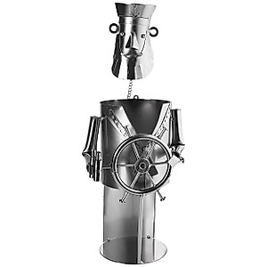 BRUBAKER Wine Bottle Holder 'Boat Captain' - Metal Sculpture - Wine Rack Decor - Tabletop - incl. Greeting Card