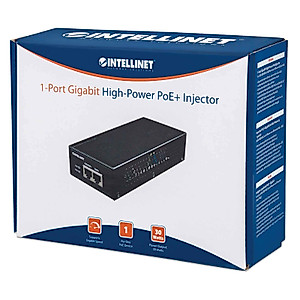 Intellinet Gigabit High-Power PoE+ Injector, 1 x 30 W, IEEE 802.3at/af Power over Ethernet (PoE+/PoE) (UK Power Cord)