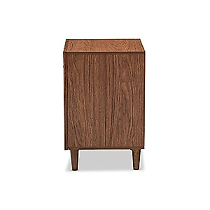 Baxton Studio FP-6783-Walnut/White-NS Nightstand, Medium, White and Walnut