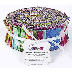 Soimoi 40Pcs Tie Dye Print Cotton Precut Fabrics for Quilting Craft Strips 2.5x42inches Jelly Roll - Multicolor
