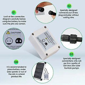 ECO-WORTHY Solar Fountain Water Pump Backup Battery 14.8V 2600mah for ECO-WORTHY 12Watt/25Watt Solar Fountain Pump Kit