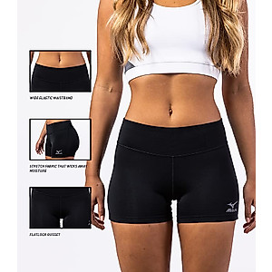 Mizuno Mens Women's Victory 3.5" Inseam Volleyball Shorts, Black, Medium US