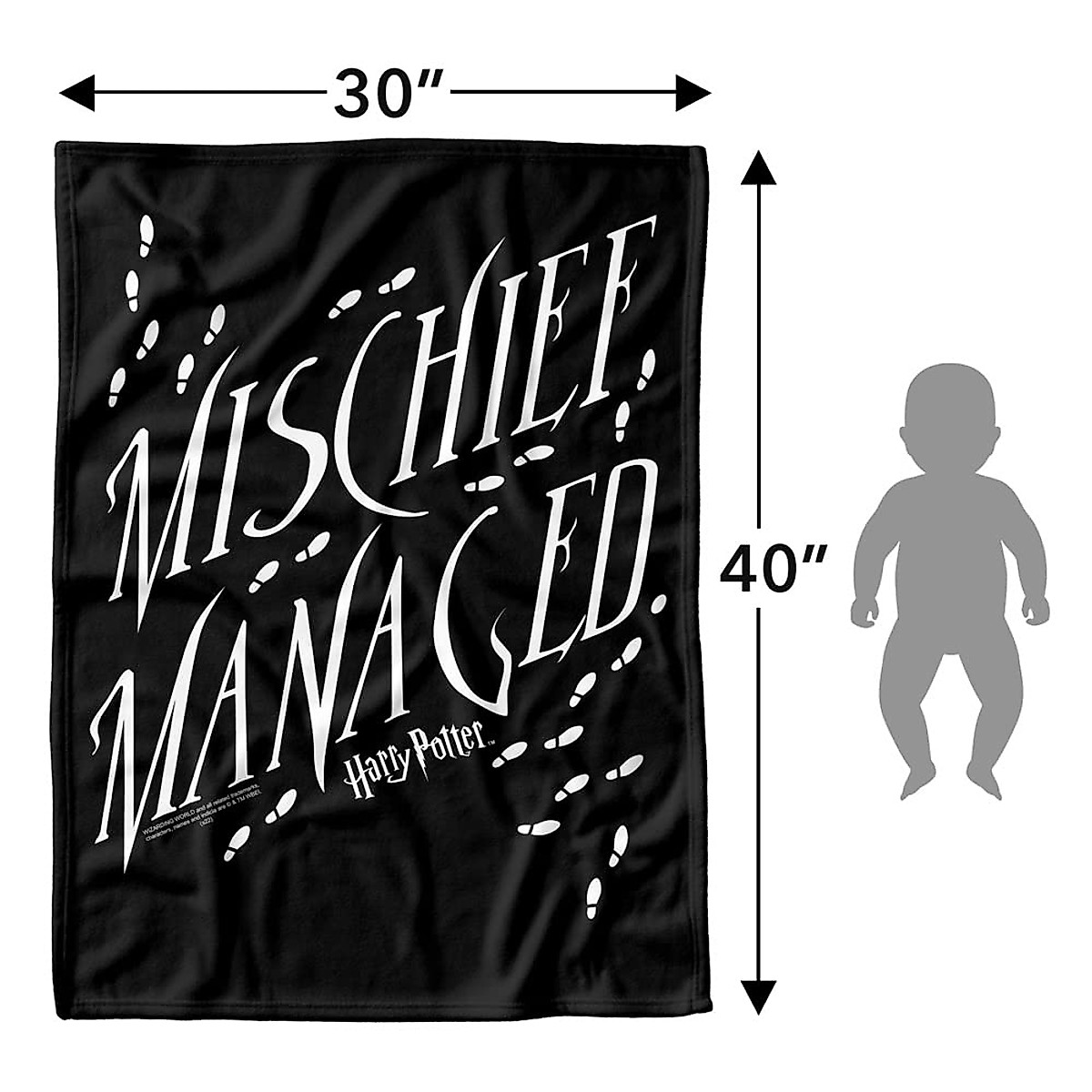 Harry Potter Lightweight Baby Blanket, 30"X40", Mischief Managed 4 Unisex for Infants Girls & Boys