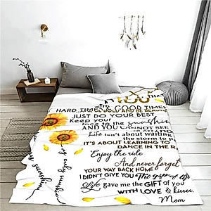 321DESIGN Sunflower Love Letter to My Daughter Fleece Flannel Throw Blanket Sherpa Microfiber Lightweight Plush for Couch Bed Sofa Car Kids Adults Pets All Seasons Multi-Size 50x40IN for Kids