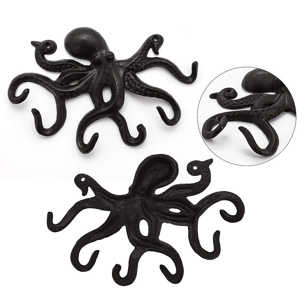 ChasBete Key Holder for Wall, Octopus Coat Hooks Wall Mounted Towel Hooks, Heavy Duty Wall Hooks Decorative with 6 arms