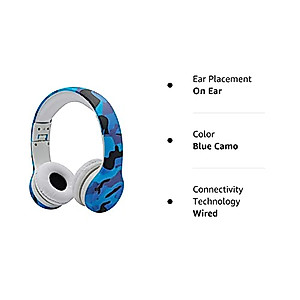 YUSONIC Kids Headphones with Graphic Design, Two Audio Port for Sharing 85 db Toddler Headphones for Kids with mic Boys Girls Baby Children Toddlers School Travel use (camo Blue)