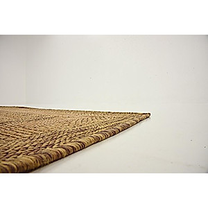 Unique Loom Outdoor Border Collection Area Rug - Multi Border (7' 1" x 10' Rectangle, Tan/ Light Brown)