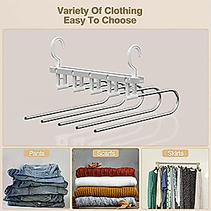 Roylvan Pants Hangers Space Saving, 2 Pack for Closet Clothes Hanger Organizer Jean Hangers Pants Rack for Trousers Skirts Scarf, Non Slip Hangers Space Saving for Closet, Dorm Room, Travel