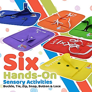 LITTLE CHUBBY ONE Busy Board Set - Learning Activity Toy - Educational Toy Helps Develop Motor Skills Dress Skills Color Recognition and Hand Eye Coordination Perfect for Traveling (4x5 Inches)
